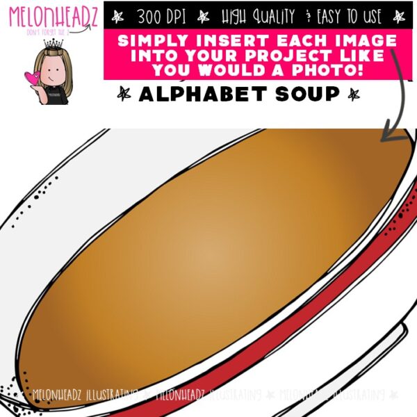 Alphabet Soup clip art, letters COMBO PACK - Melonheadz