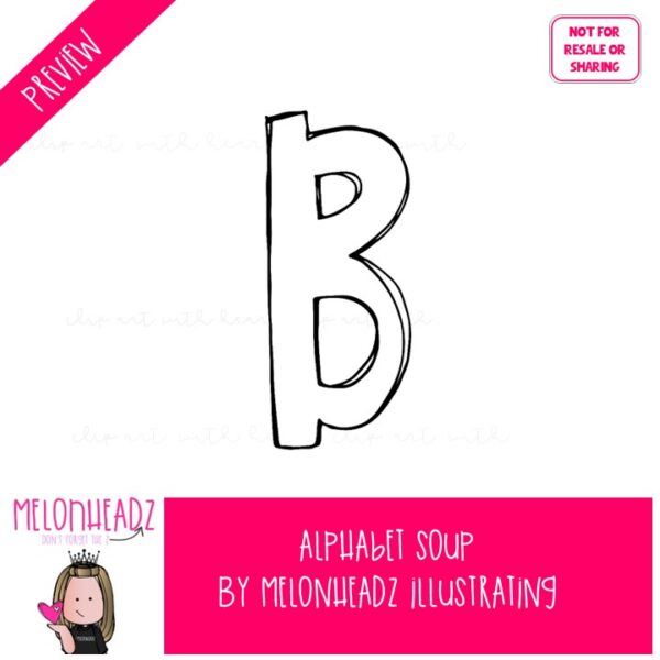 Alphabet Soup clip art, letters BLACK AND WHITE - Melonheadz