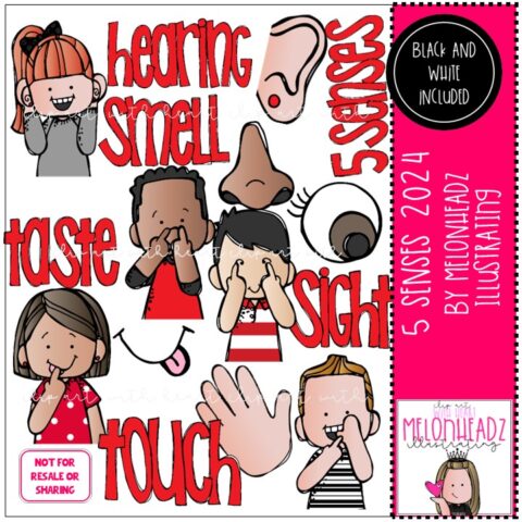 5 Senses clip art digi stamps COMBO PACK - Melonheadz