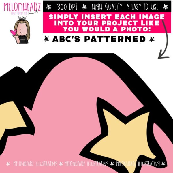 ABCs Patterned clip art, Alphabet, Letters COMBO PACK - Melonheadz