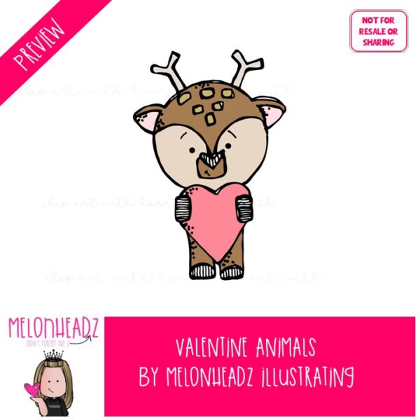 Valentine Animals clip art, Holiday clip art COLORED Version - Melonheadz