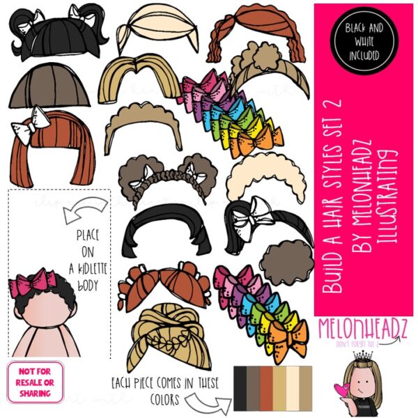 Build a Teacher Hair Styles 2 clip art, Me, Kidlette COMBO PACK ...