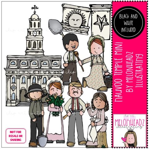 Nauvoo Temple LDS History clip art digi stamp Mini - Melonheadz