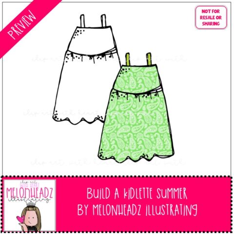 Build A Kidlette Summer clip art digi stamp COMBO PACK - Melonheadz