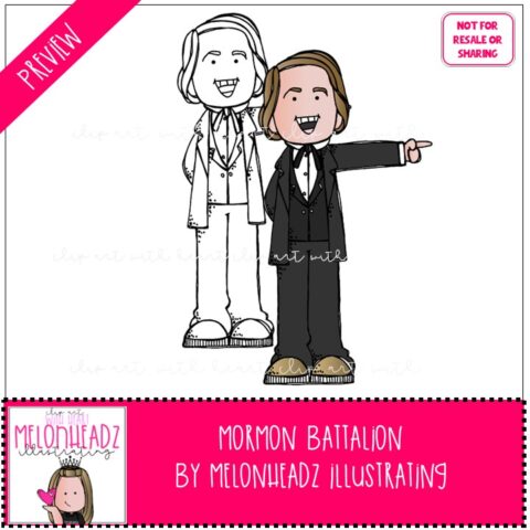 Mormon Battalion LDS History clip art digi stamp Mini - Melonheadz