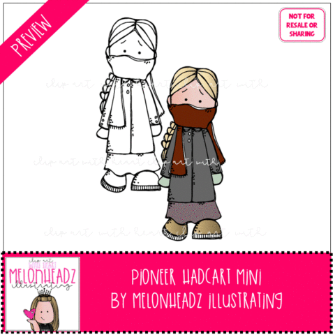 Pioneer Handcart clip art, LDS History clip art, LDS clip art digi ...