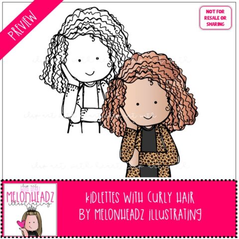 Kidlettes with Curly Hair clip art, multiracial kids clip art digi ...