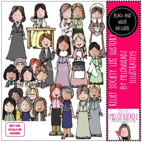Relief Society LDS History clip art digi stamp COMBO PACK - Melonheadz