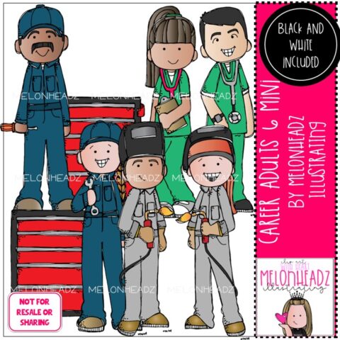 Careers Adults set 6 clip art digi stamp Mini - Melonheadz