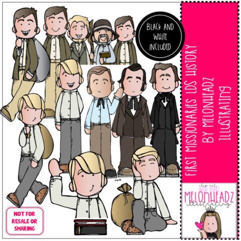 First Missionaries LDS History clip art digi stamp COMBO PACK - Melonheadz