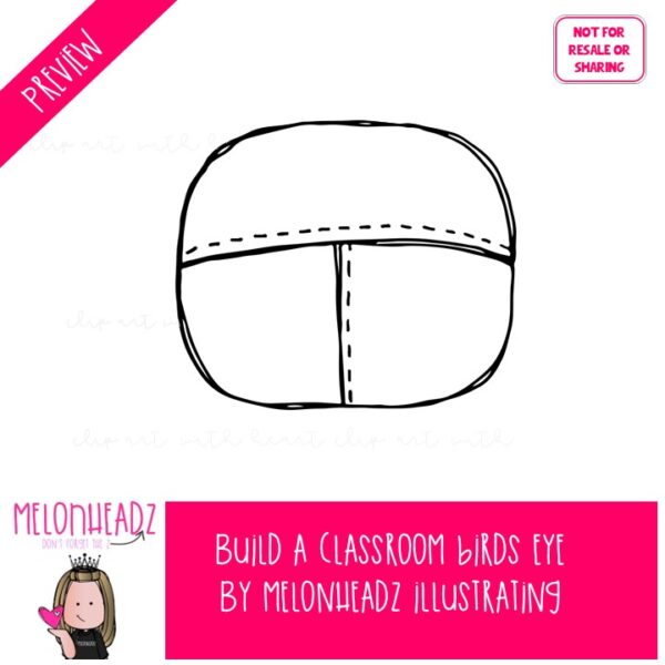 Build A Classroom clip art, Birds eye view, furniture BLACK AND WHITE ...
