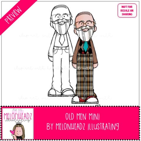 Old Men clip art digi stamp Mini - Melonheadz