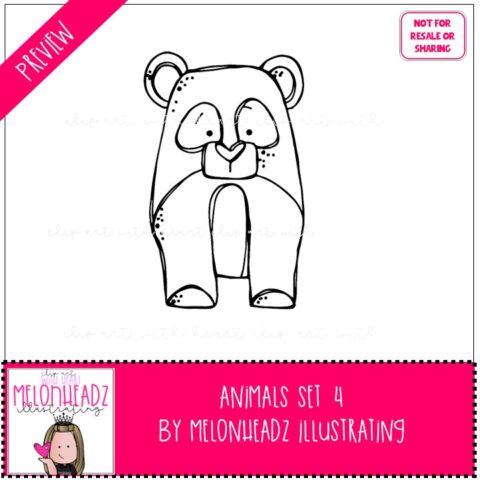 Animals set 4 clip art digi stamps BLACK AND WHITE - Melonheadz