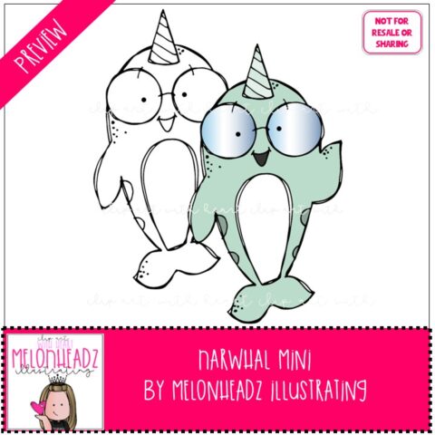 Narwhal clip art Fish clip art Ocean Life clip art Mini - Melonheadz