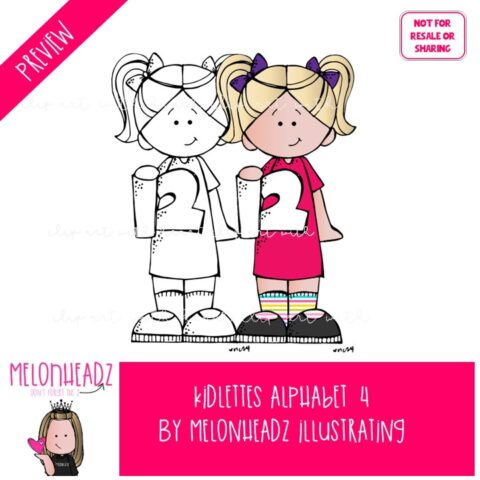Kidlettes Alphabet clip art 4, Number clip art COMBO PACK - Melonheadz