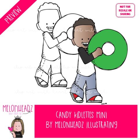Candy Kidlettes clip art digi stamp Mini - Melonheadz