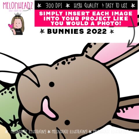 Bunnies clip art 2022, Easter, Spring MINI - Melonheadz