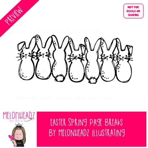 Easter Spring Page Breaks clip art, Bunny, Holiday BLACK AND WHITE ...