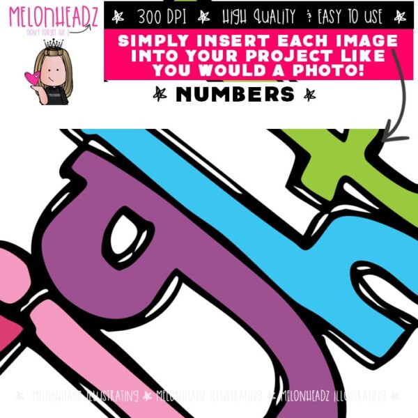 Numbers clip art, counting, math COMBO PACK - Melonheadz
