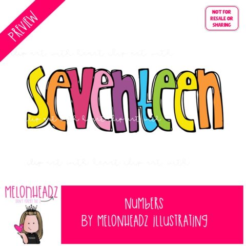 Numbers clip art, counting, math COLORED Version - Melonheadz