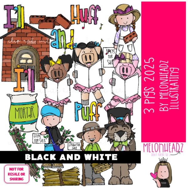 3 Little Pigs clip art 2025, Literature clip art, Fairy Tale clip art ...