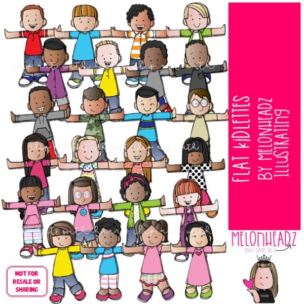 Flat Kidlettes clip art, Kids, Book Companion GIANT set COLORED Version ...