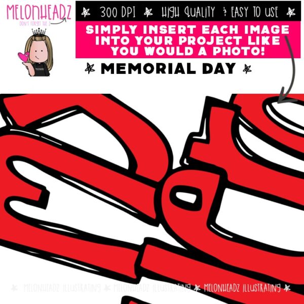 Memorial Day clip art 2025, Military, Veterans Day COMBO PACK - Melonheadz