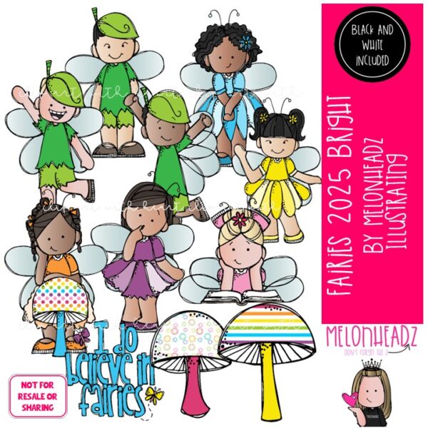 Fairies clip art 2025, Mushroom, Pixie COMBO PACK - Melonheadz