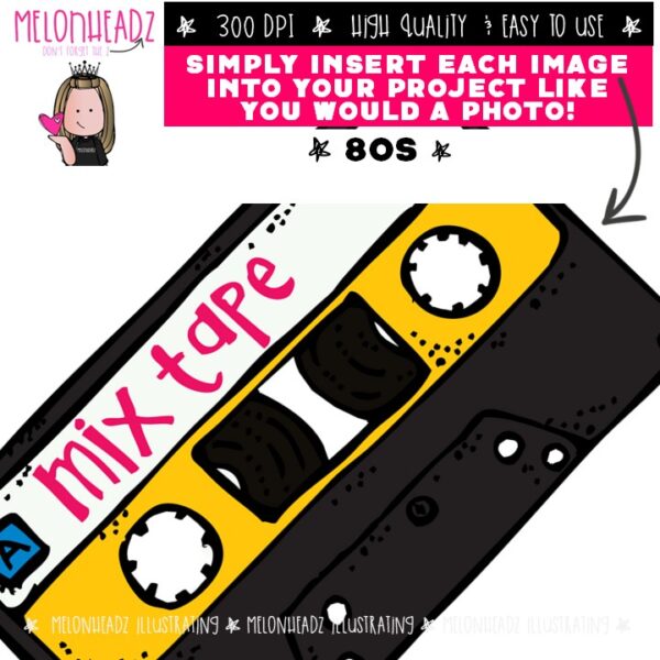 80s clip art, 1980 clip art COLORED VERSION - Melonheadz