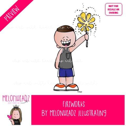 Fireworks clip art, July 4th, Independence Day COLORED Version - Melonheadz