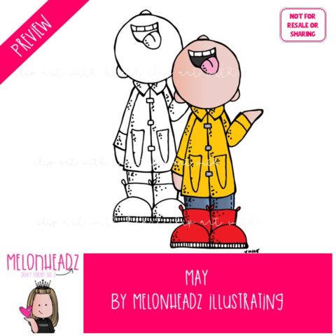 May clip art, Spring Rain clip art Mini - Melonheadz