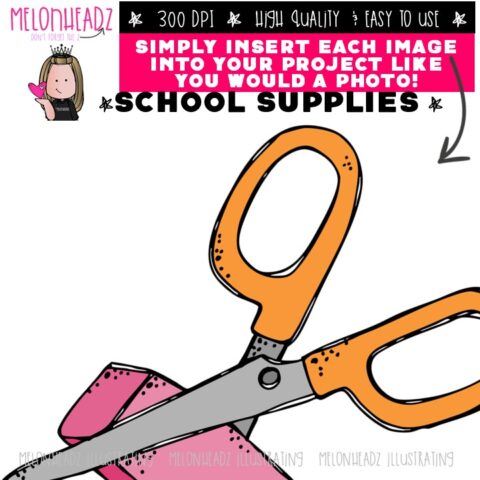 School Supplies clip art, Office Supply clip art COMBO PACK - Melonheadz