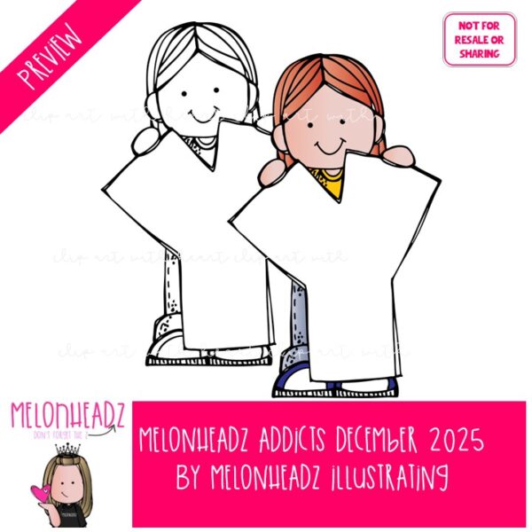 Melonheadz Addicts December 2025 clip art, Alphabet Mini - Melonheadz