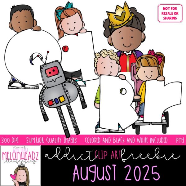 Melonheadz Addicts August 2025 clip art, Alphabet Mini - Melonheadz