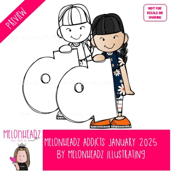 Melonheadz Addicts January 2025 clip art, Alphabet Mini - Melonheadz