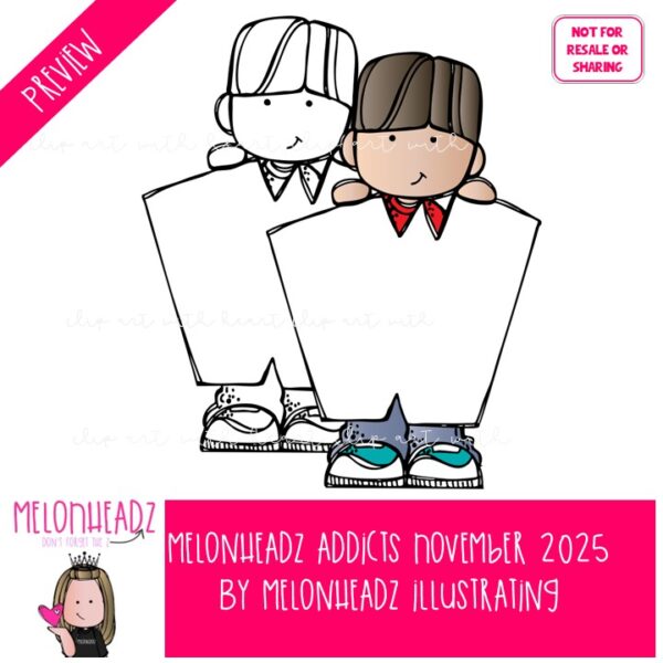 Melonheadz Addicts November 2025 clip art, Alphabet Mini - Melonheadz