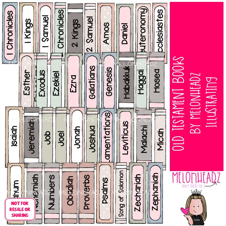 Old Testament Books clip art, Bible, Printable PDF COLORED Version ...