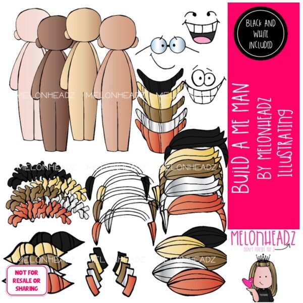 Build A Me Man clip art, bodies Mini - Melonheadz