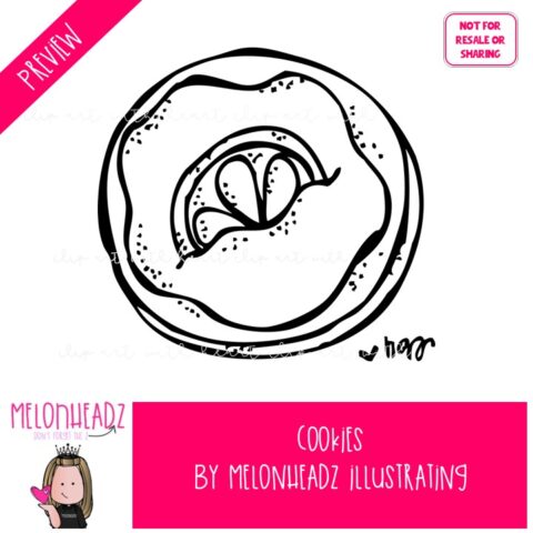Cookie clip art, alphabet, food LINE ART and BLACK AND WHITE - Melonheadz